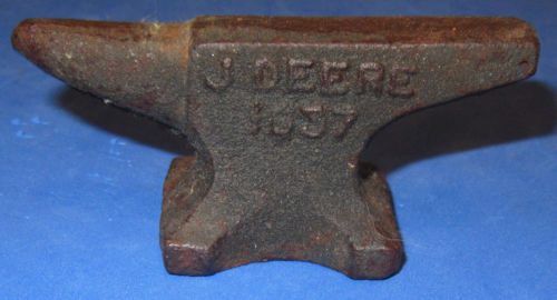 1937 John Deere Cast Iron Ad -Salesman Sample 4" mini 12 oz. Blacksmith ...