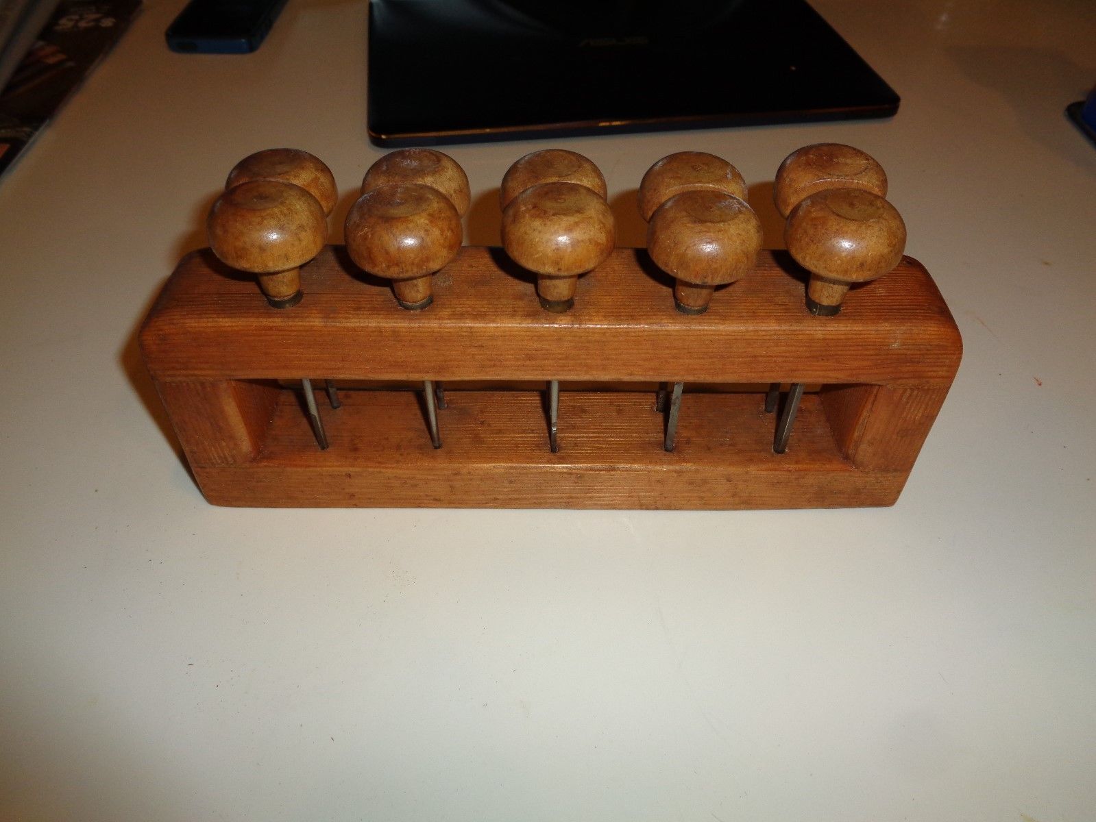 Vintage 11 Piece Gravers Set Metal with Wooden Handles Excellent ...