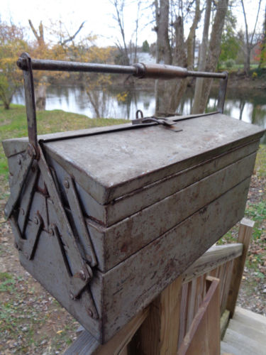 GEDORE Vintage Metal tool box wood handle ANTIQUE BARN FIND FOLD OUT ...