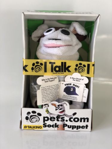 Pets.com Talking Sock Puppet - NEW IN THE BOX Pets Dog Gift -- Antique ...