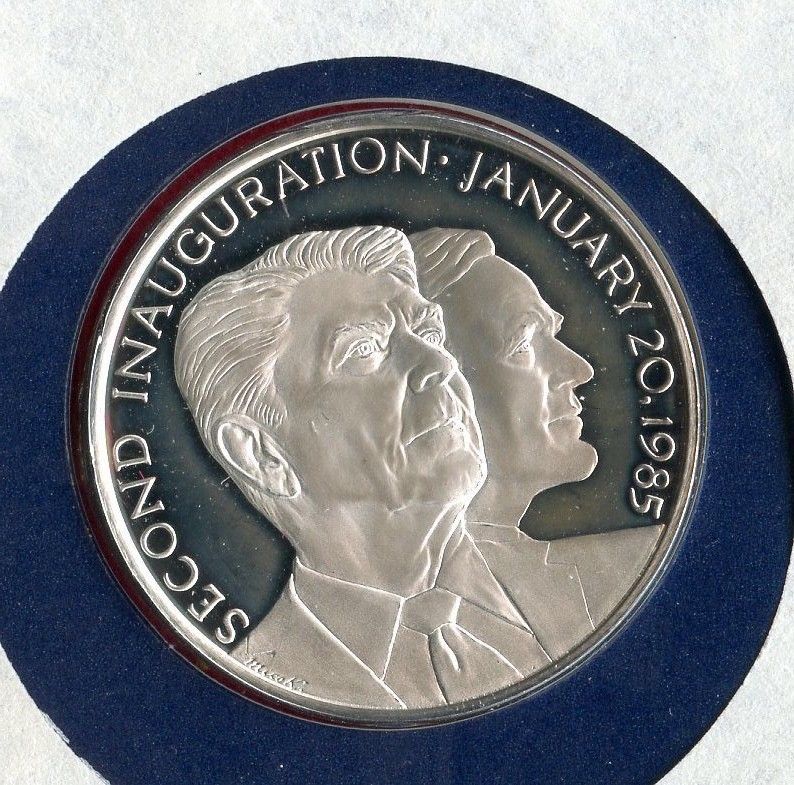 OFFICIAL 1985 SILVER RONALD REAGAN PRESIDENTIAL INAUGURAL MEDAL ...