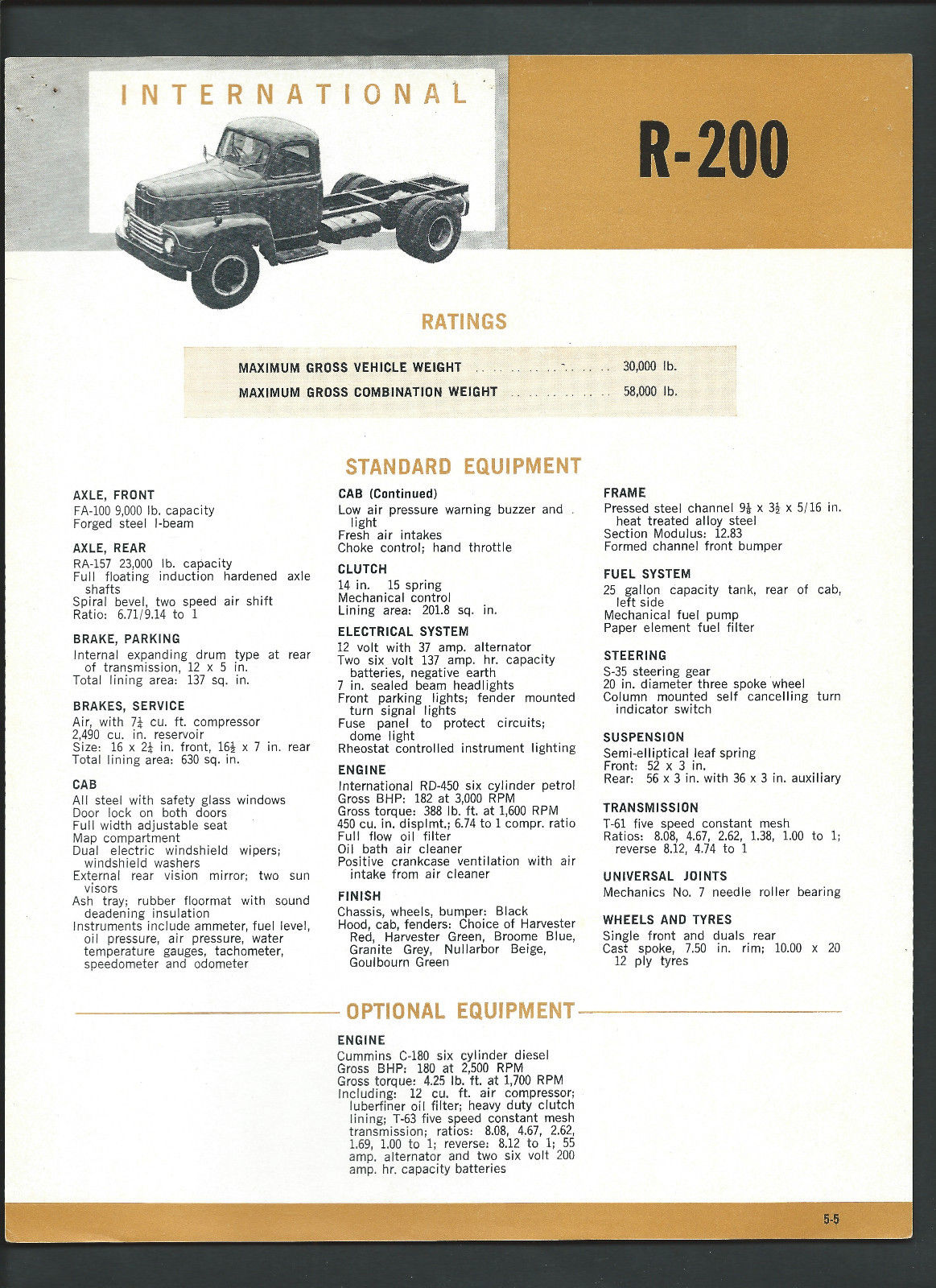 IH INTERNATIONAL R-200 TRUCK BROCHURE -- Antique Price Guide Details Page