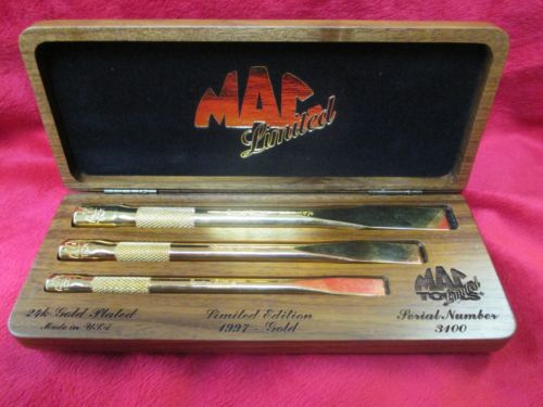 MAC TOOLS LIMITED 24K GOLD PLATED CHISEL SET 1997 EDITION W/ WOOD ...