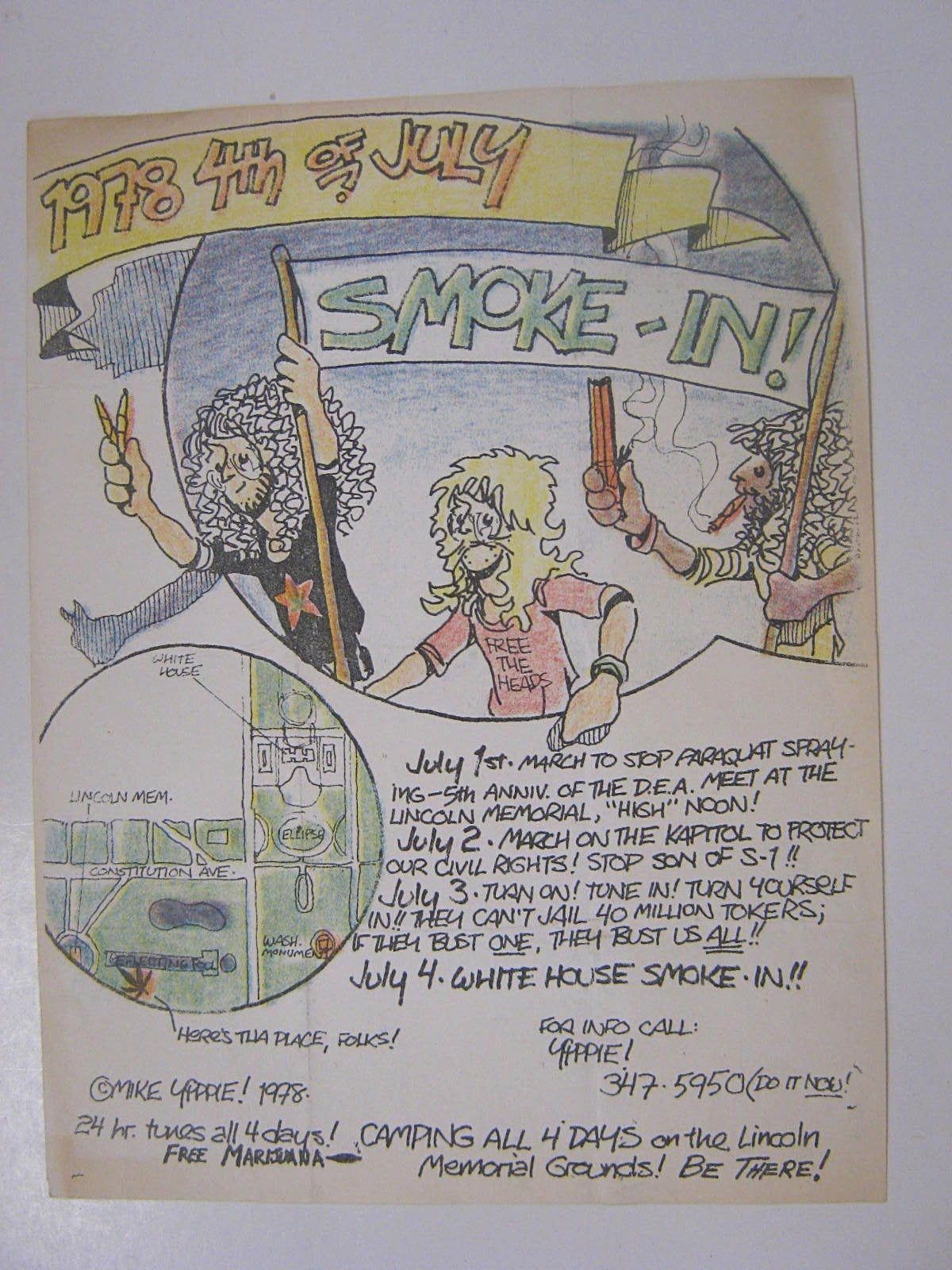 1978 4th of July Smoke In Washington DC Yippie Marijuana Hippie Poster ...