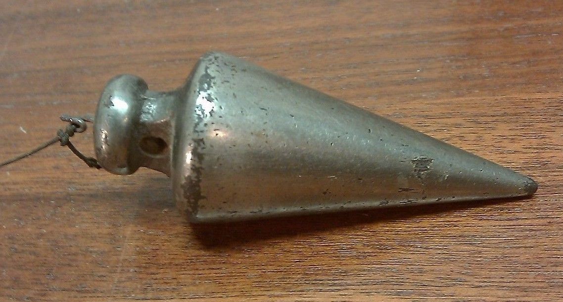 Small, Nickle plated Antique Cast Iron Plumb Bob 5 OZ, 3 inches long ...