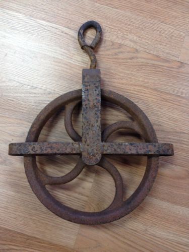 Antique cast iron well pulley wheel Durbin Durco primitive industrial ...