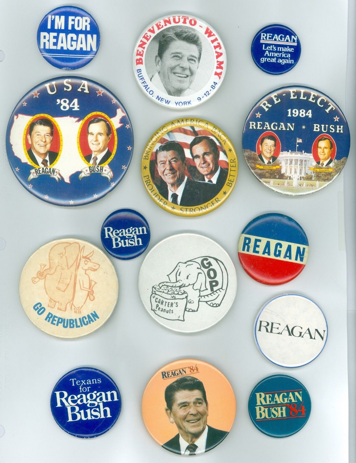 14 Vintage 1980s President Ronald Reagan Political Buffalo NY Pinback ...