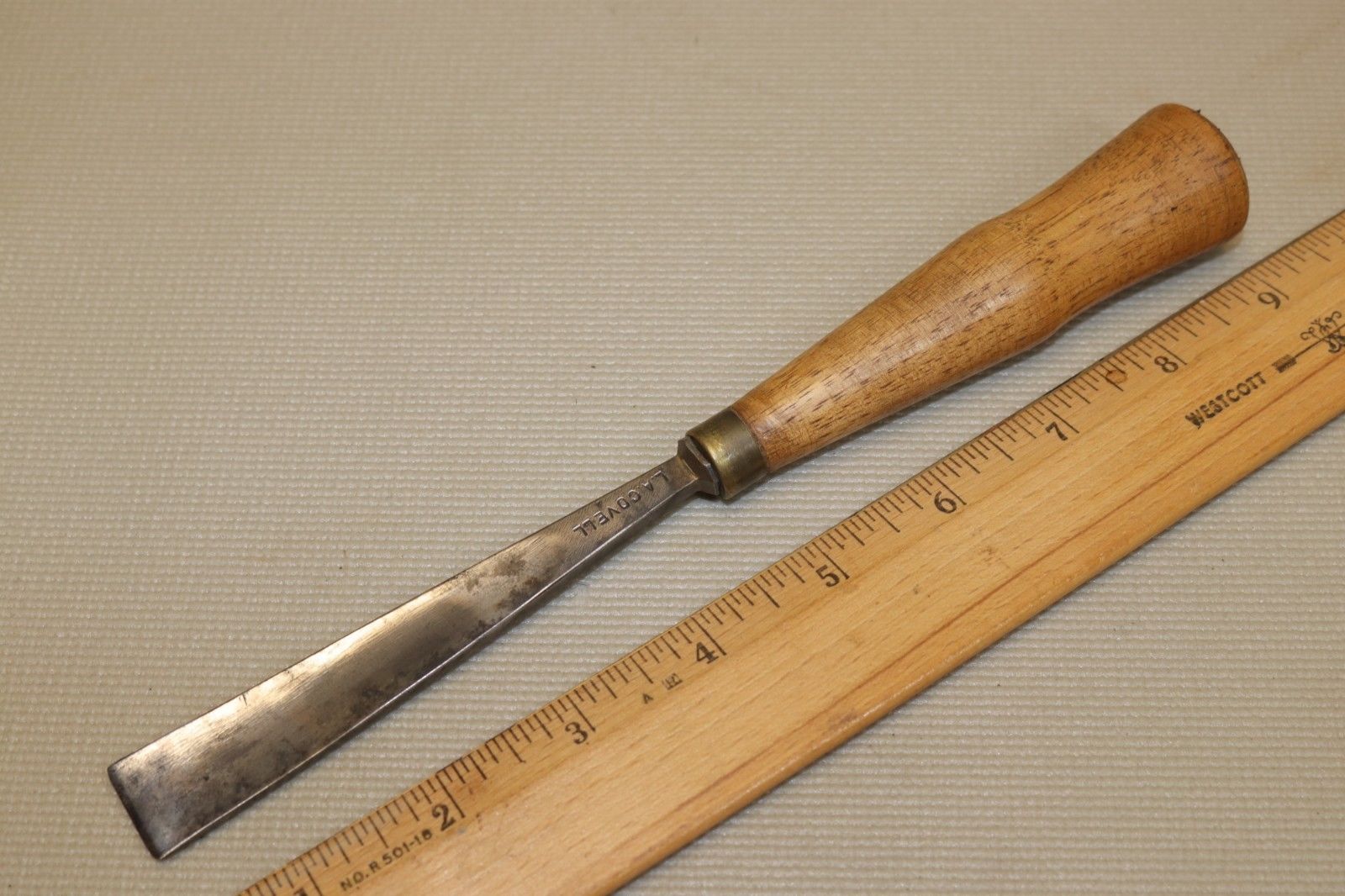 OLD TOOLS RARE VINTAGE L.A. COVELL 3/4" 3 SWEEP STRAIGHT WOOD CARVING ...