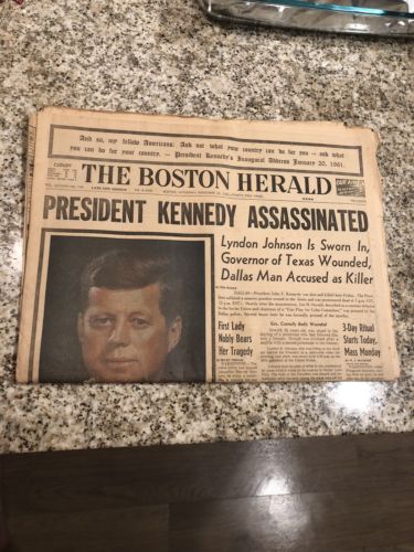 President John F Kennedy Assassination Newspaper Boston Herald November ...