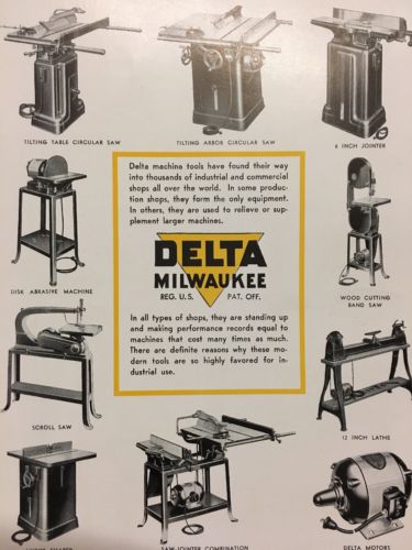 Vintage 1946 Ad Delta Industrial Machine Tools Saw Lathe Motor Drill ...
