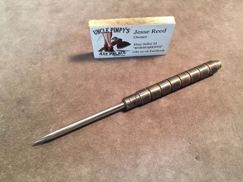 Uncle Pimpy BRASS ice pick awl tool custom JESSE REED handle stainless ...