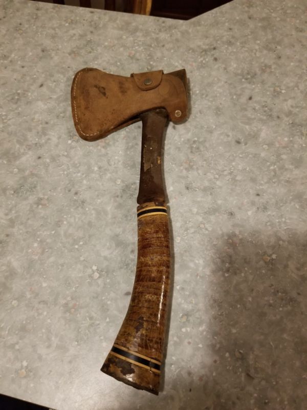 Vintage Estwing Hatchet ax Axe 13" Camping,hunting ,stacked leather ...