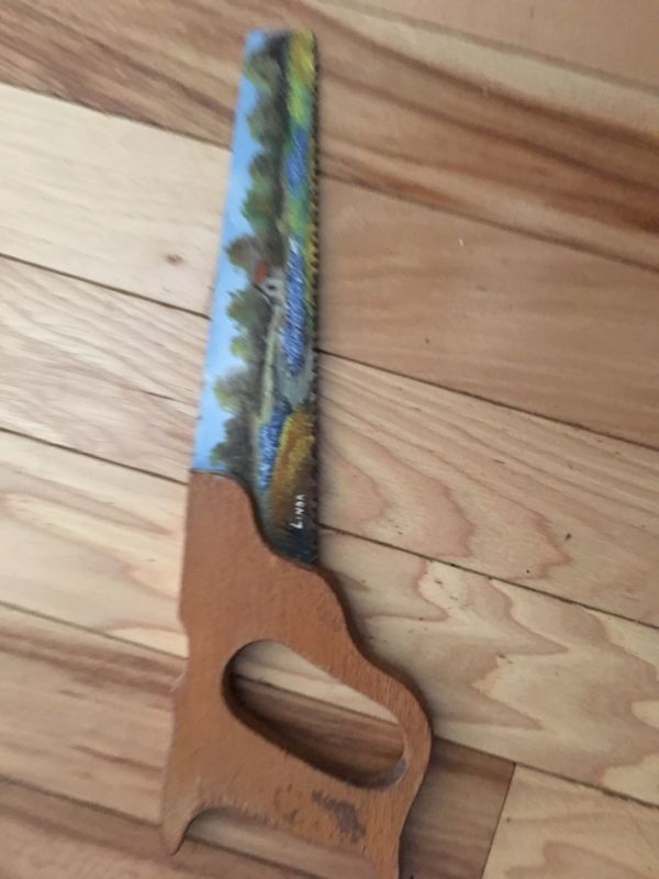 Two Vintage Hand Painted Saw Country Scene ,Water Pond SCENE WALL DECOR ...