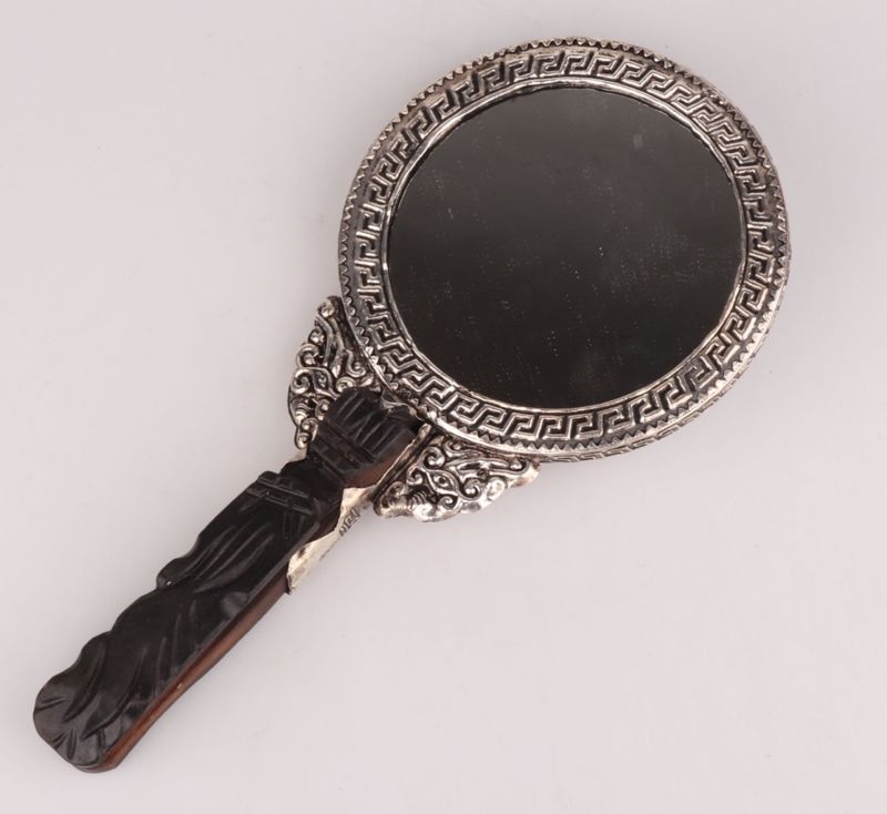 Retro Chinese Silver-Plating Mirror Embossed Dragon Phoenix Decora Gift ...