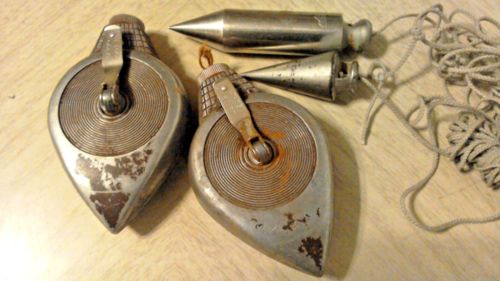 LOT OLD TOOLS 2)Stanley Chalk O Matic Chalk Line Plumb Line 2) Plumb ...