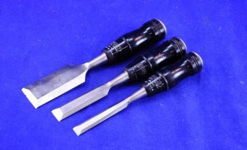 3 Vintage Stanley No. 60 Black Handle Wood Chisels -- Antique Price ...