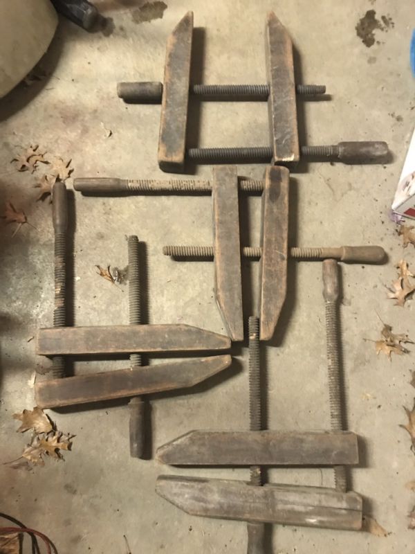 Vintage Antique Larg Primitive Wooden Vise Clamp Wood Working Tool Wood ...