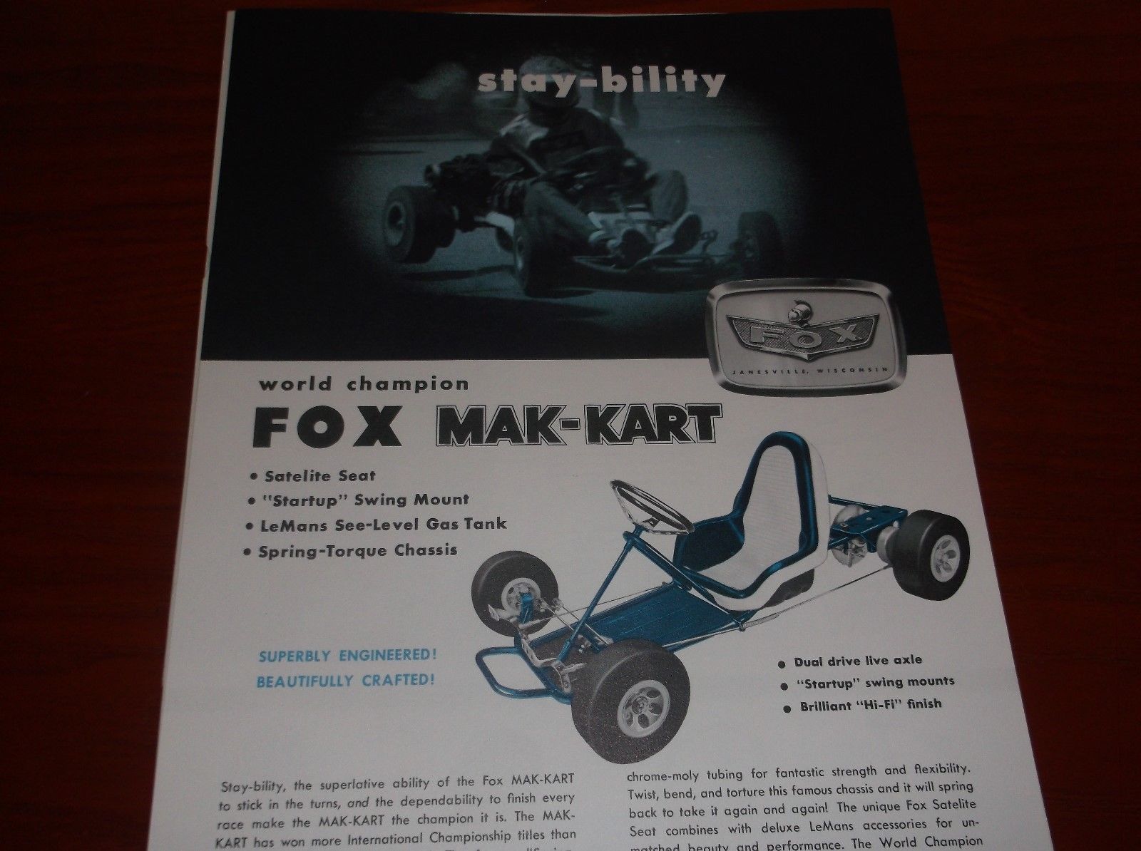 Fox "Mak-Kart" Brochure -- Antique Price Guide Details Page