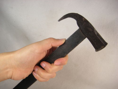 ANTIQUE JAPANESE SIGNED FORGED IRON TOOL CARPENTERS CROW BAR CLAW ...