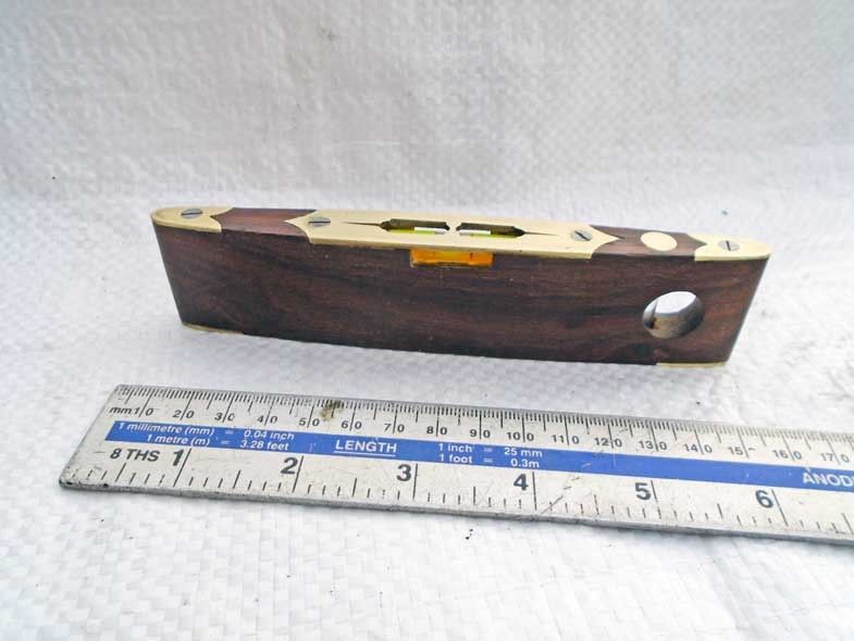 Vintage 6" Rosewood & Ornate Brass Torpedo Spirit Level Old Tool ...