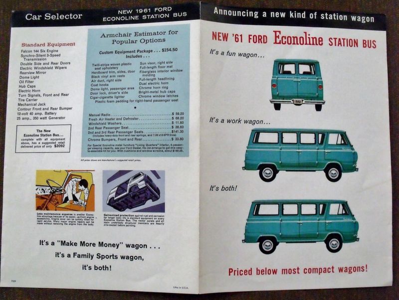 1961 FORD ECONOLINE STATION BUS BROCHURE -- Antique Price Guide Details ...