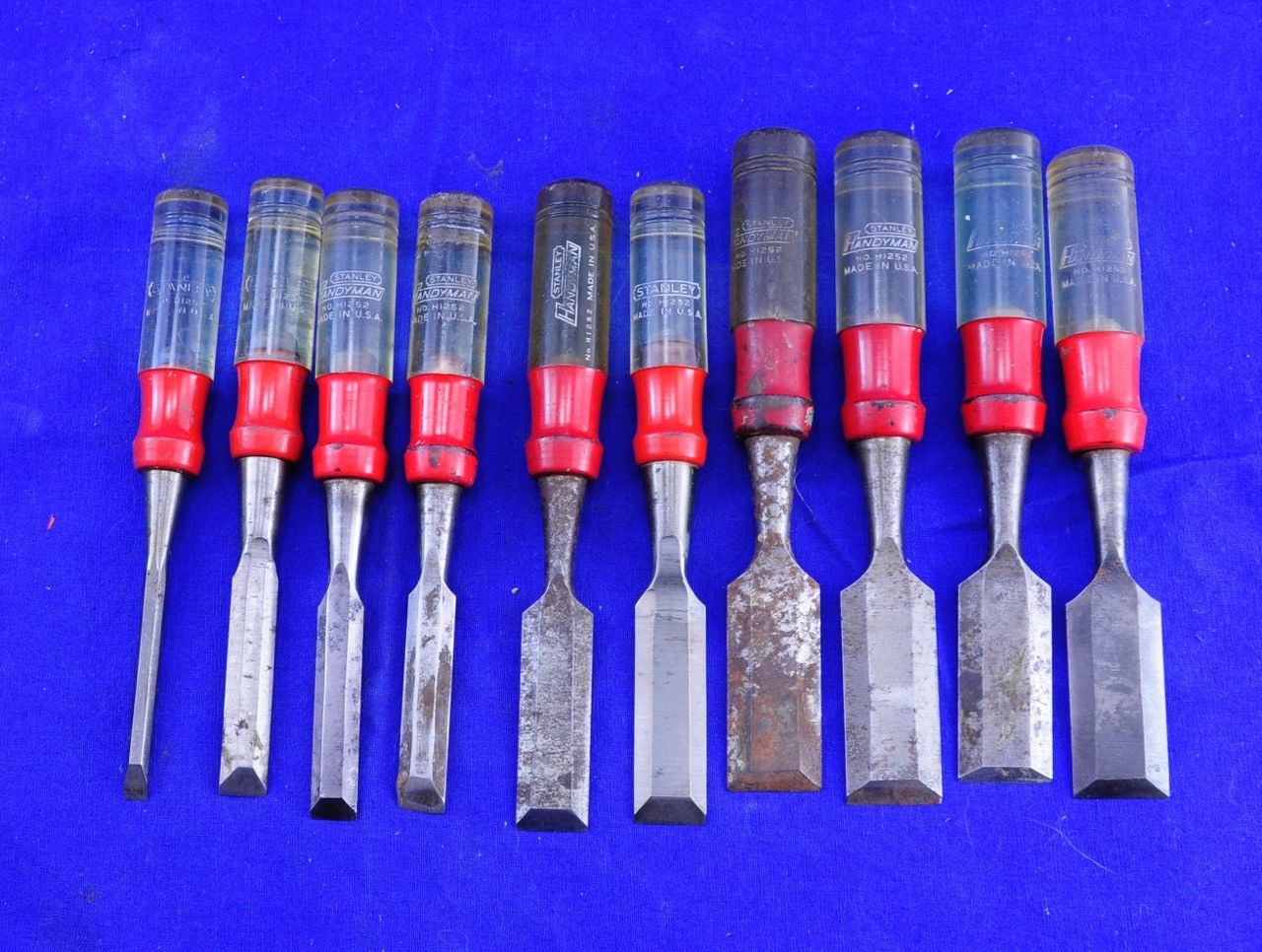 Lot of 10 Vintage Stanley Handyman H1252 Series Wood Chisels - Various ...