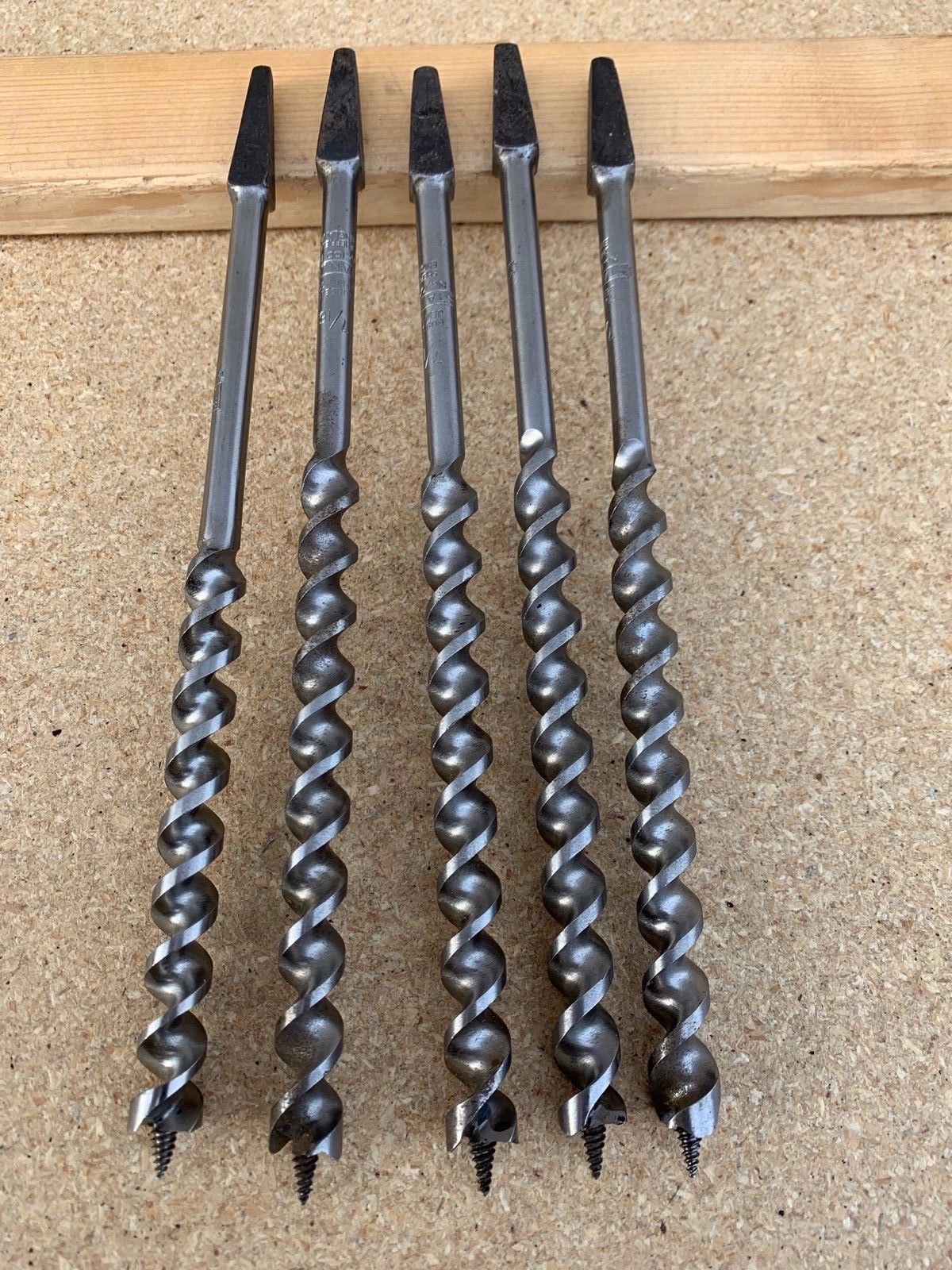 5 NOS Russell Jennings/ Stanley Brace Bits Hand Drill 7/16 Auger Bits ...