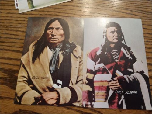 Vintage Native American Postcards, lot of 3 , Crazy Horse, Chief Joseph ...