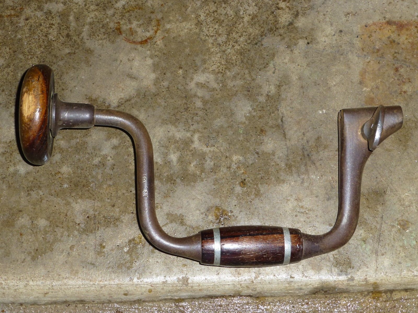 VINTAGE JOHN FREY BRACE BIT NO. 107 MANUEL BIT BRACE HAND DRILL WOOD ...