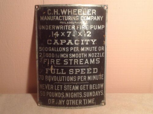 ANTIQUE/VINTAGE/OLD C.H. WHEELER MFG CO PHILA PA TIN FIRE PUMP BOILER ...