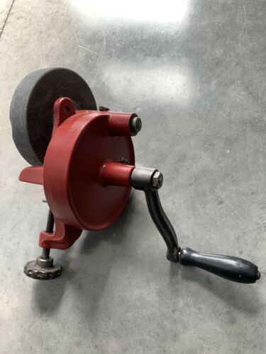 Vintage Clamp On Hand Crank Grinding Wheel, Sharpening Stone, Bench ...
