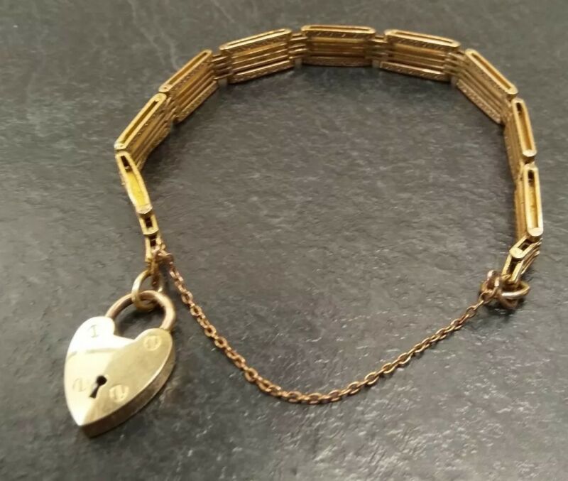Vintage Rolled Gold Gate Bracelet With Padlock Fastener. 15g ...