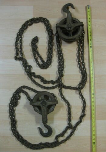 Antique BARN PULLEY SYSTEM with 25'' chain ALL METAL double + single ...