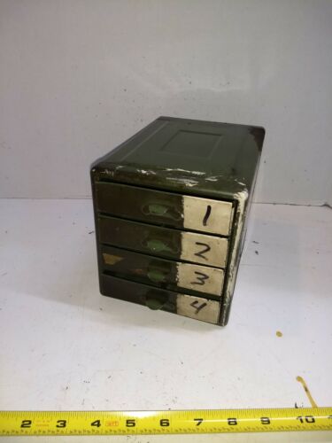 VINTAGE 4 DRAWER METAL TOOL BOX INDUSTRIAL SMALL PARTS BIN STORAGE ...