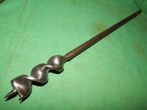 Vintage! Old! 18" LONG WOOD BORE Boring Drill Bit, Ship Auger, 1-1/4 ...