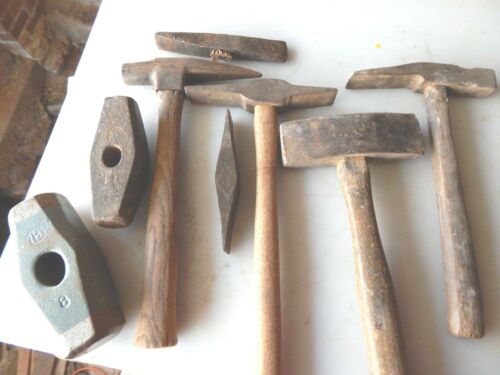 Blacksmith hammers lot of 8, stone chipping riveting sledge cross peen ...