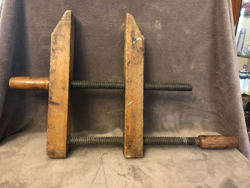 Antique Vintage Wooden Woodworking Carpenter''s Clamp Hand Screw ...