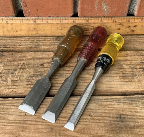 Vintage Stanley No.60 Chisels Woodworking Chisel Set of 3 Woodworking ...