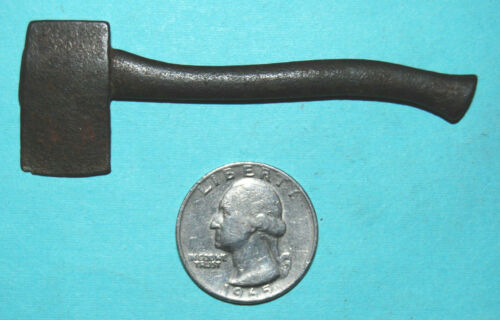 VINTAGE SMALL 3 INCH SOLID CAST IRON METAL AXE TOOL **POSSIBLY TOY OR ...
