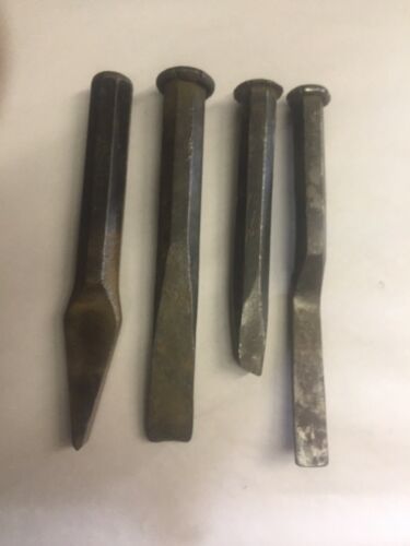 4 Vintage Lead Yarning Caulking Iron Cape Cold Chisel Tool Plumbing Lot ...