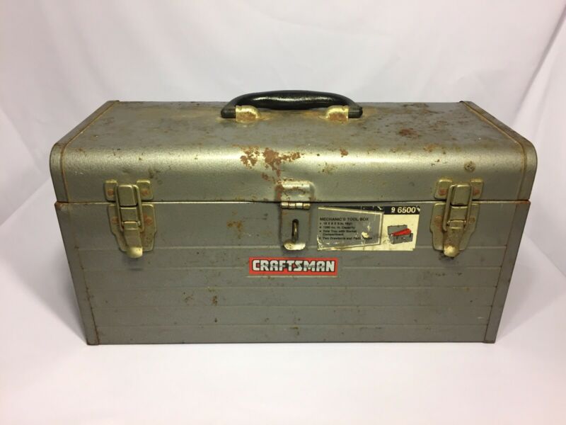 VINTAGE CRAFTSMAN MECHANICS No. 6500 GRAY METAL 18" TOOL BOX W/ TRAY ...
