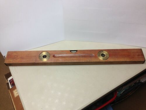 Nice clean vintage Stanley 30" wood / brass level w/ adjustable vials ...