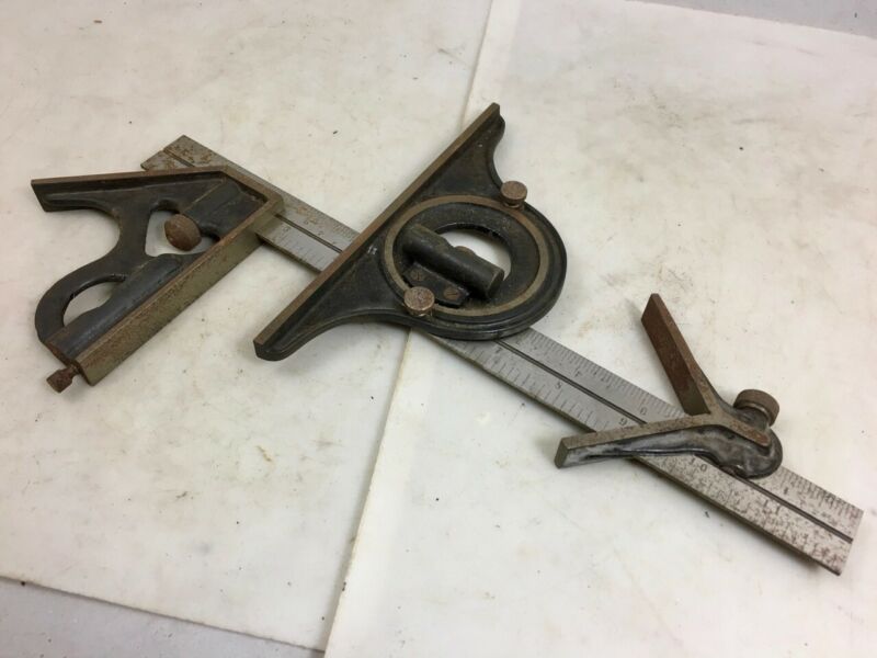 GOODELL PRATT MACHINIST COMBINATION SQUARE, Center Head, Protractor, NO ...