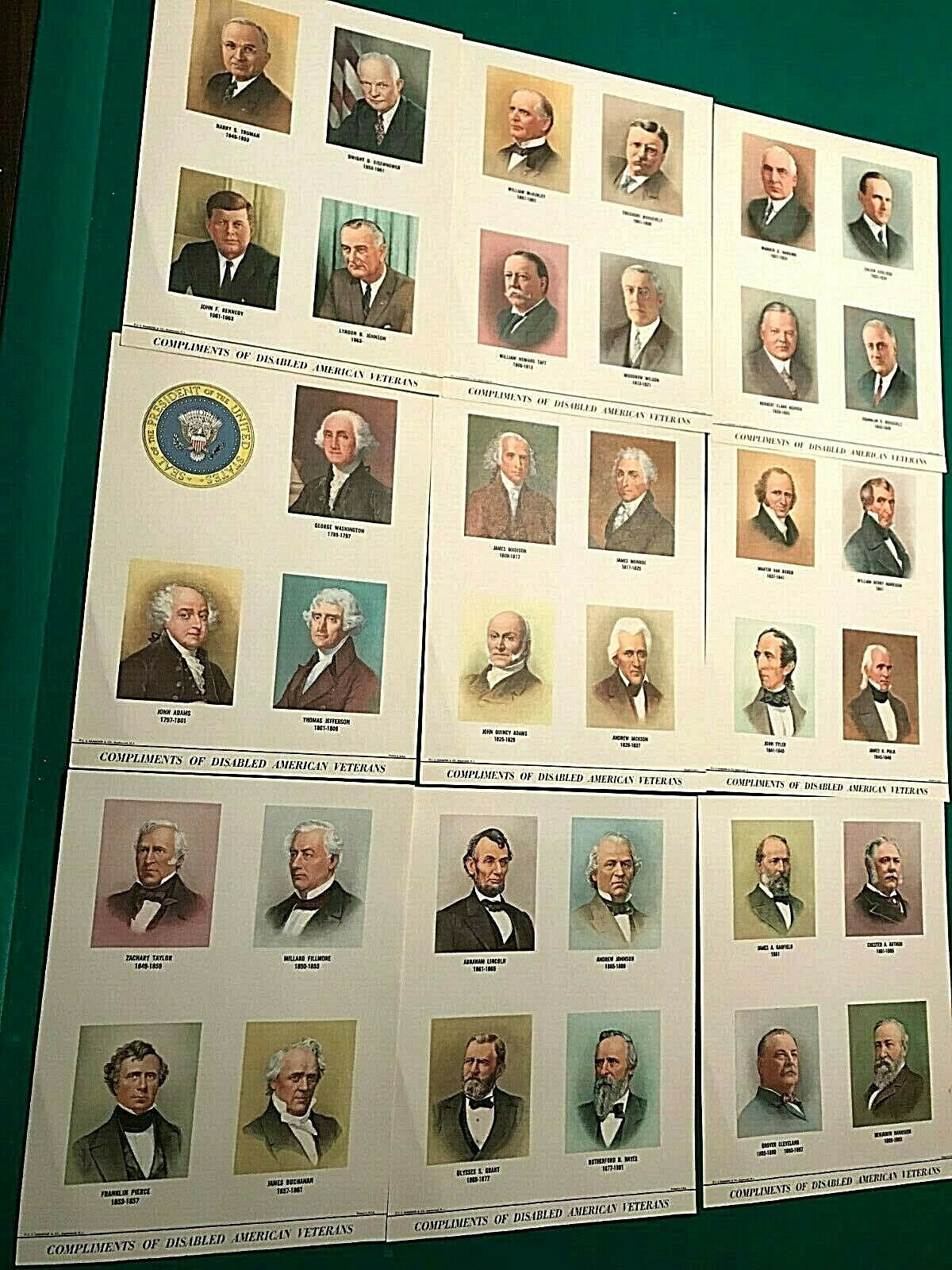 PORTRAITS OF U.S. PRESIDENTS FROM GEORGE WASHINGTON TO JOHN F. KENNEDY ...