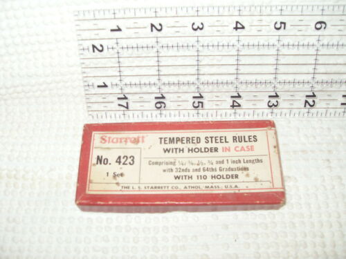 Starrett tempered steel rules No 423 original box 3 small rules in case ...