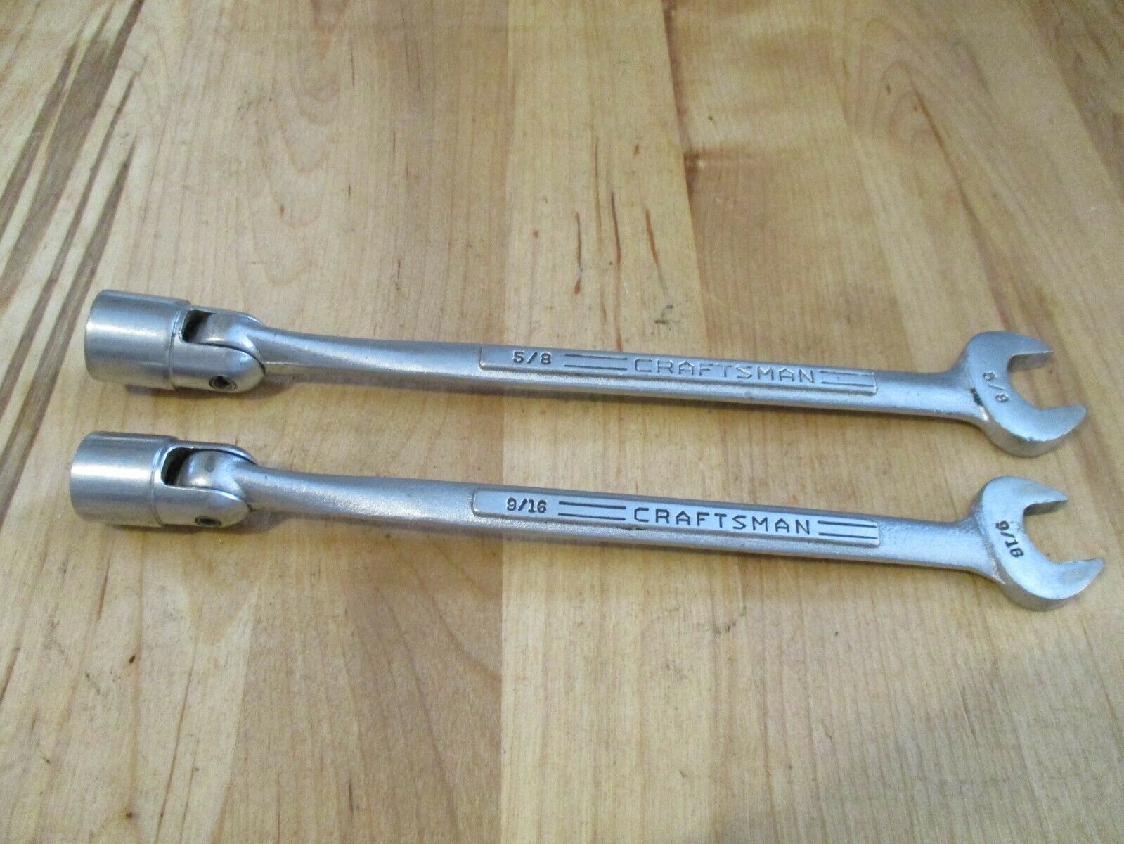 VINTAGE CRAFTSMAN -V- SERIES FLEX HEAD SOCKET OPEN END WRENCH COMBO 9/16 & 5/8 -- Antique Price ...