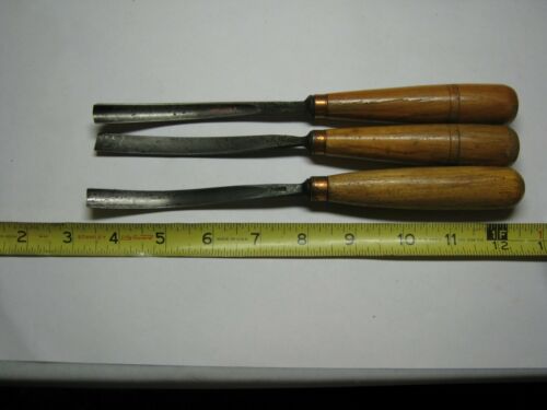 Lot of 3, Vintage Buck Brothers 1/2" curved Wood Chisel Round Turning ...