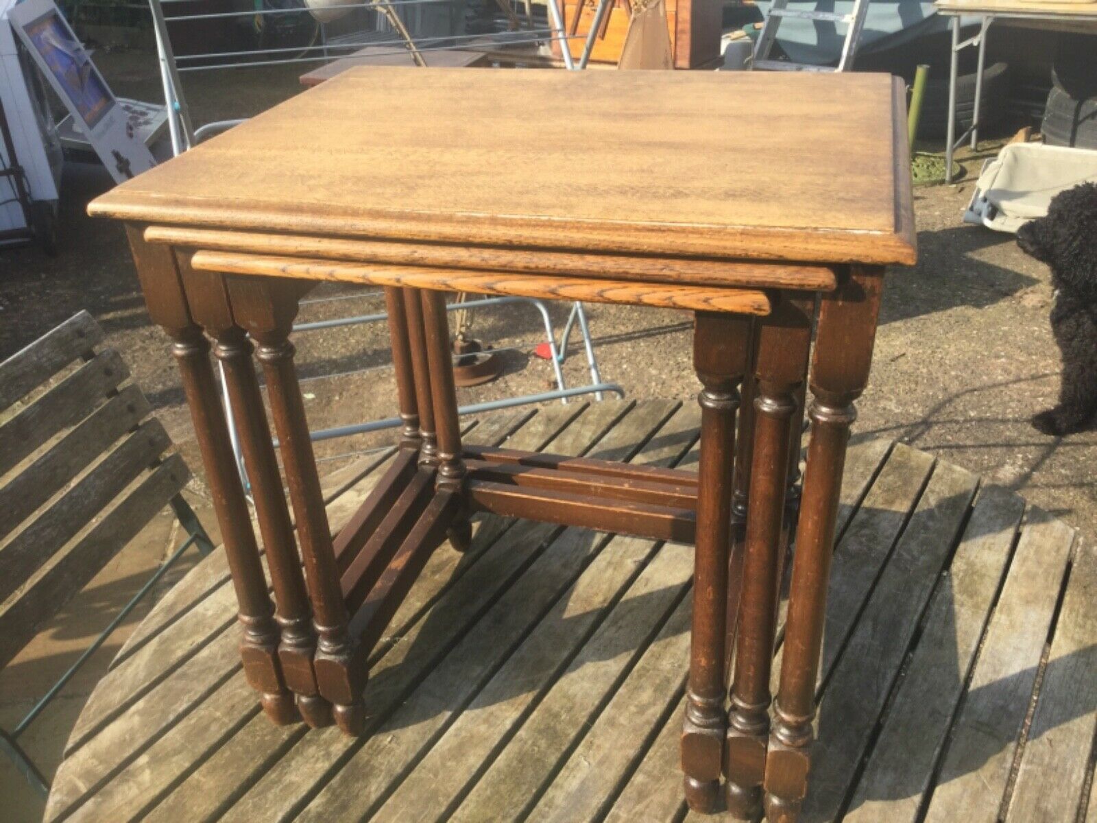 SET OF 3 VINTAGE DRAW SLIDING NEST OF TABLES -- Antique Price Guide ...