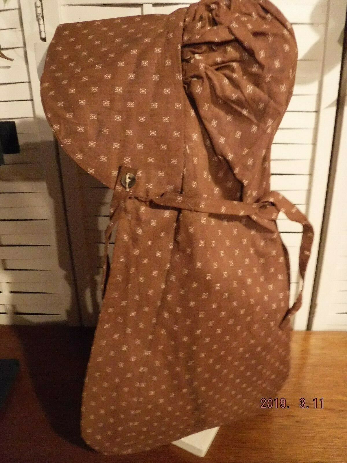 cabin primitive prairie homestead bonnet pioneer chestnut brown calico ...