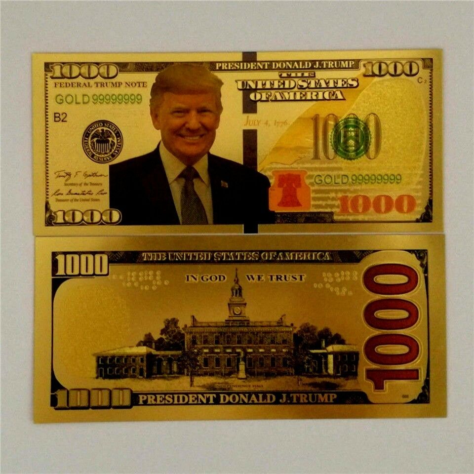 PRESIDENT DONALD TRUMP NEW $1000 GOLD FOIL BANKNOTE -- Antique Price ...